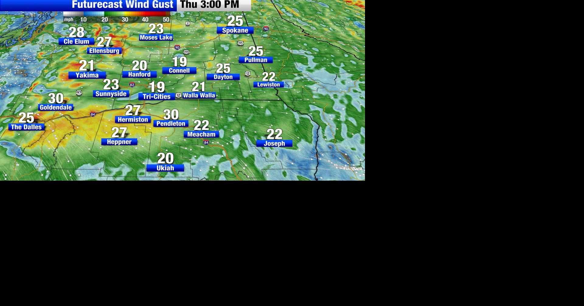 Cloudy and gusty to start this morning with temperatures below average ...