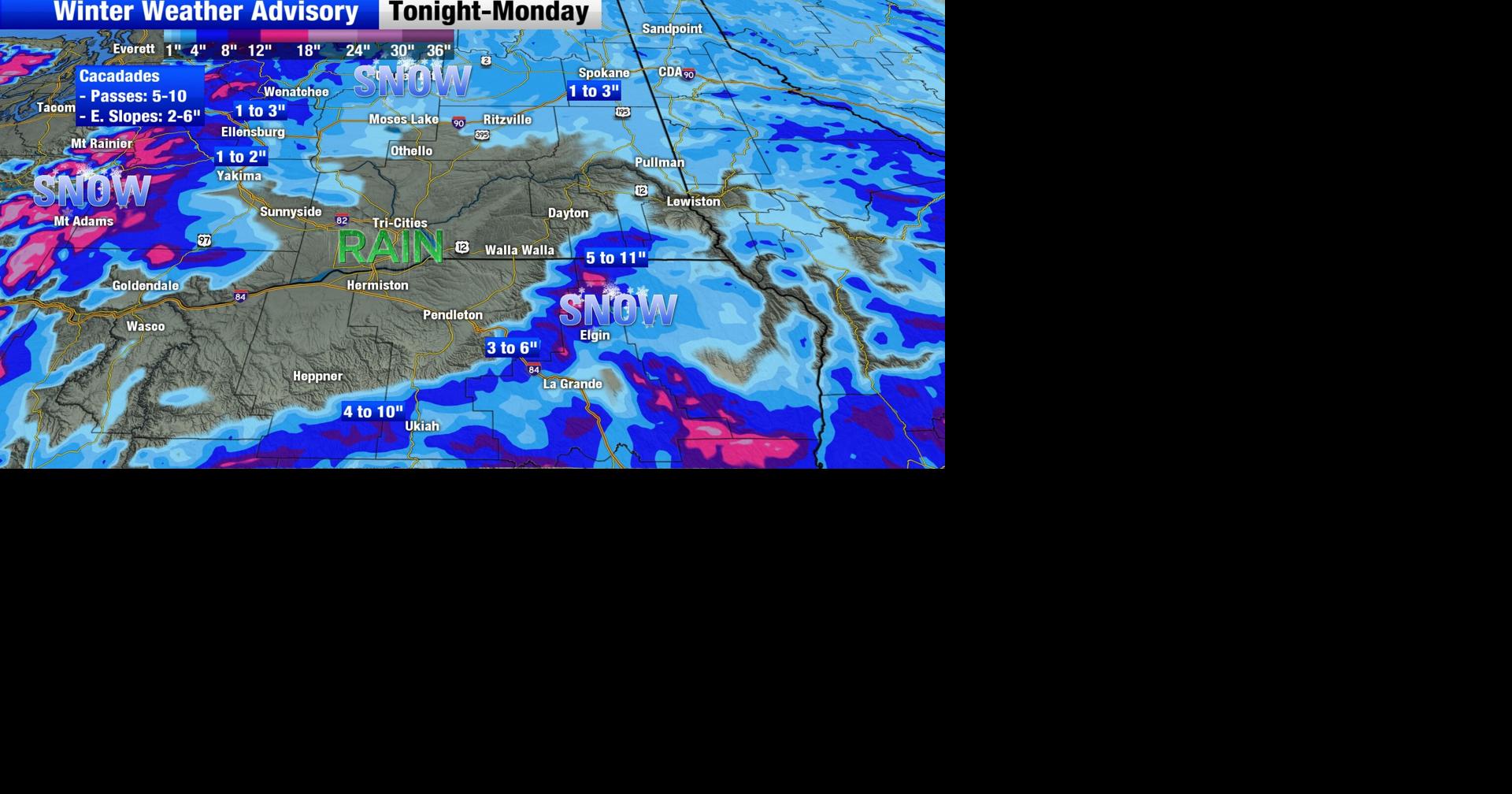 Weather Alert - Light accumulating snow in the upper Yakima and ...