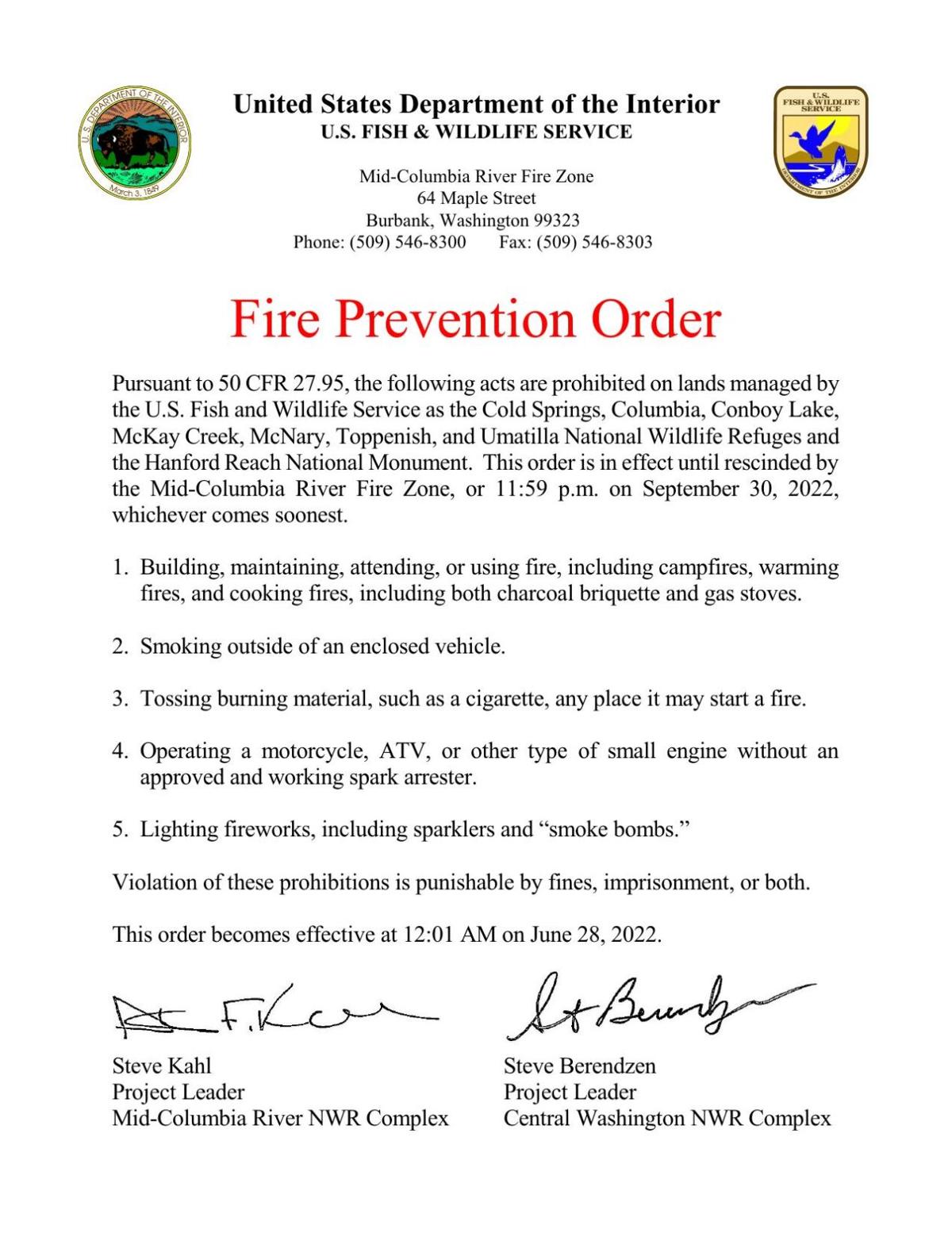 Fire prevention order issued for local wildlife refuges | News ...