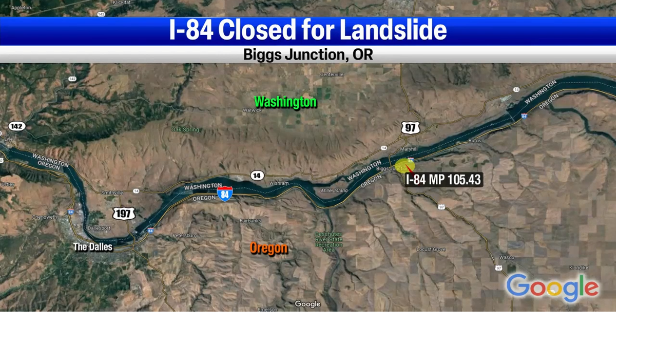 Landslide closes Biggs Junction's Frontage Road by I-84 | News ...