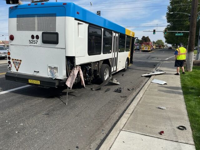 Car blows stop sign, clips public bus | News | nbcrightnow.com