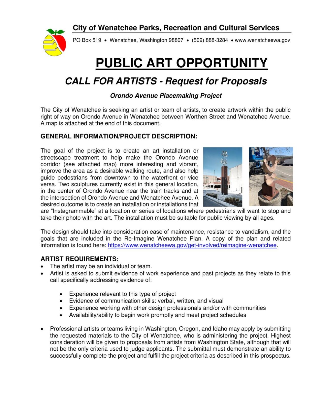 City calls for art project proposals to make Orondo Avenue ...