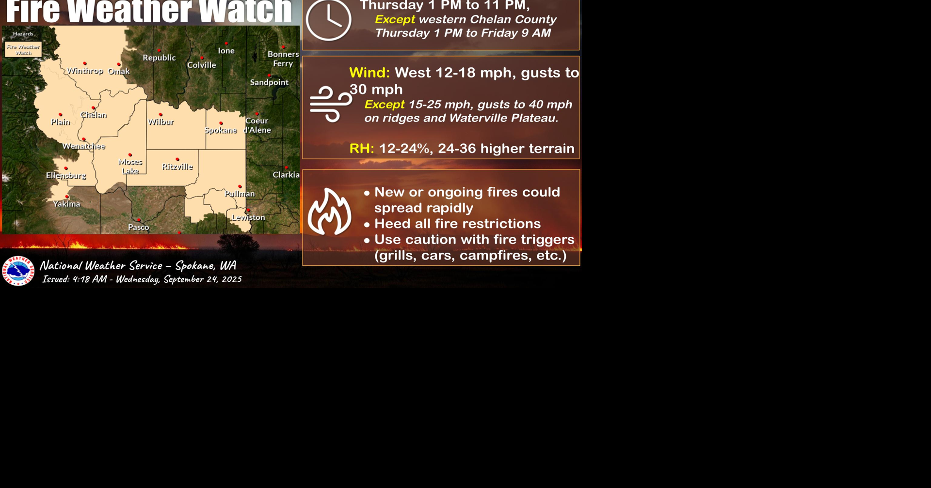 Fire Weather Watch Thursday | Wenatchee Valley & NCW | ncwlife.com