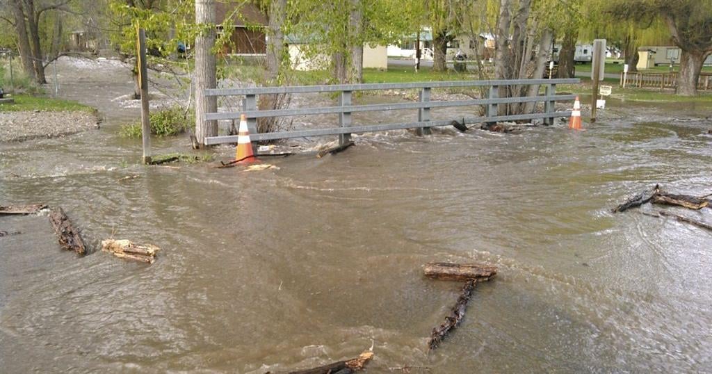 Severe flooding in Conconully washes out Broadway Bridge | News ...