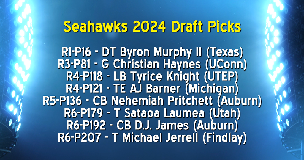 Seahawks use 8 draft picks for offense and defense equally | Sports ...