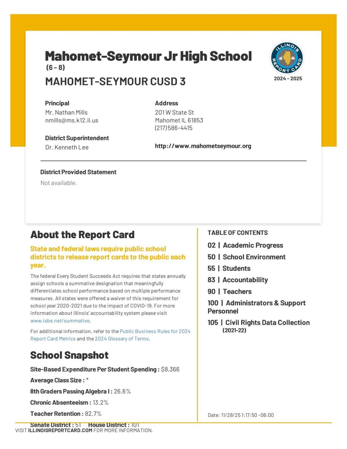 State report cards | The exemplary 11: Mahomet-Seymour Junior High ...