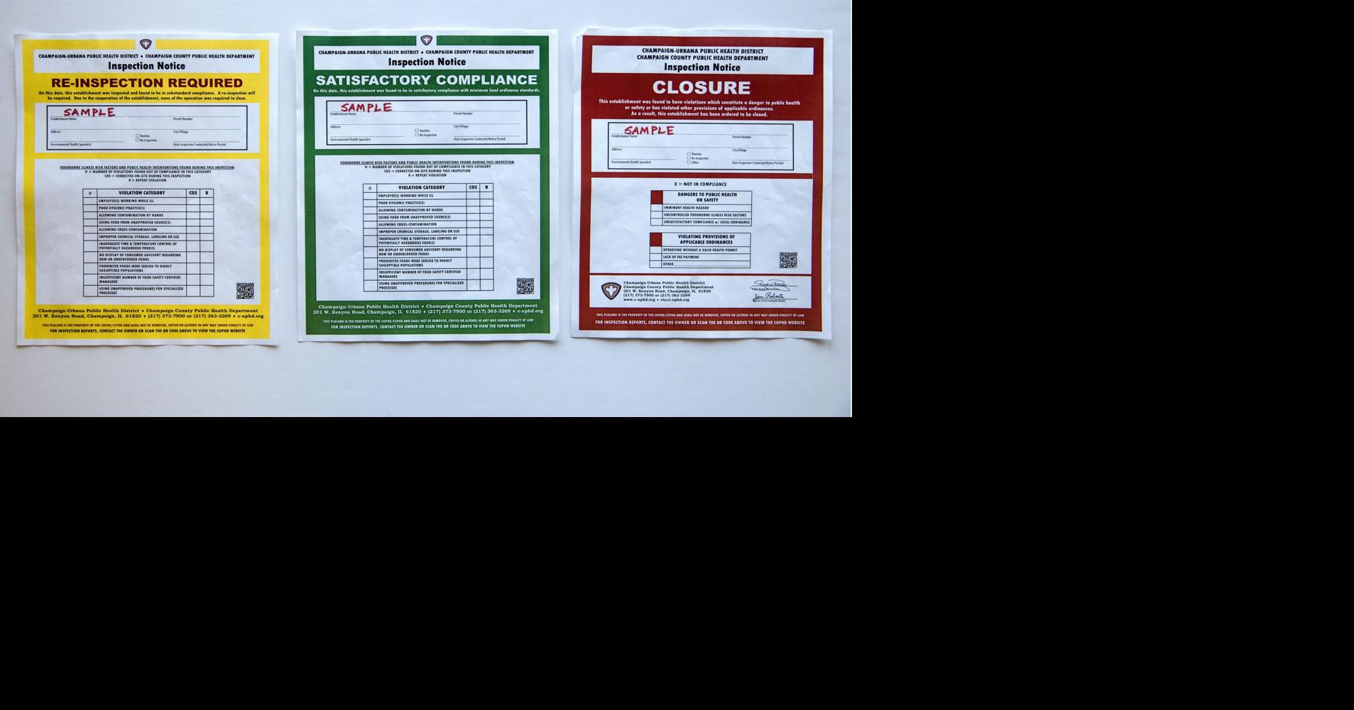 Inspection placards coming soon to C-U food establishments | News ...