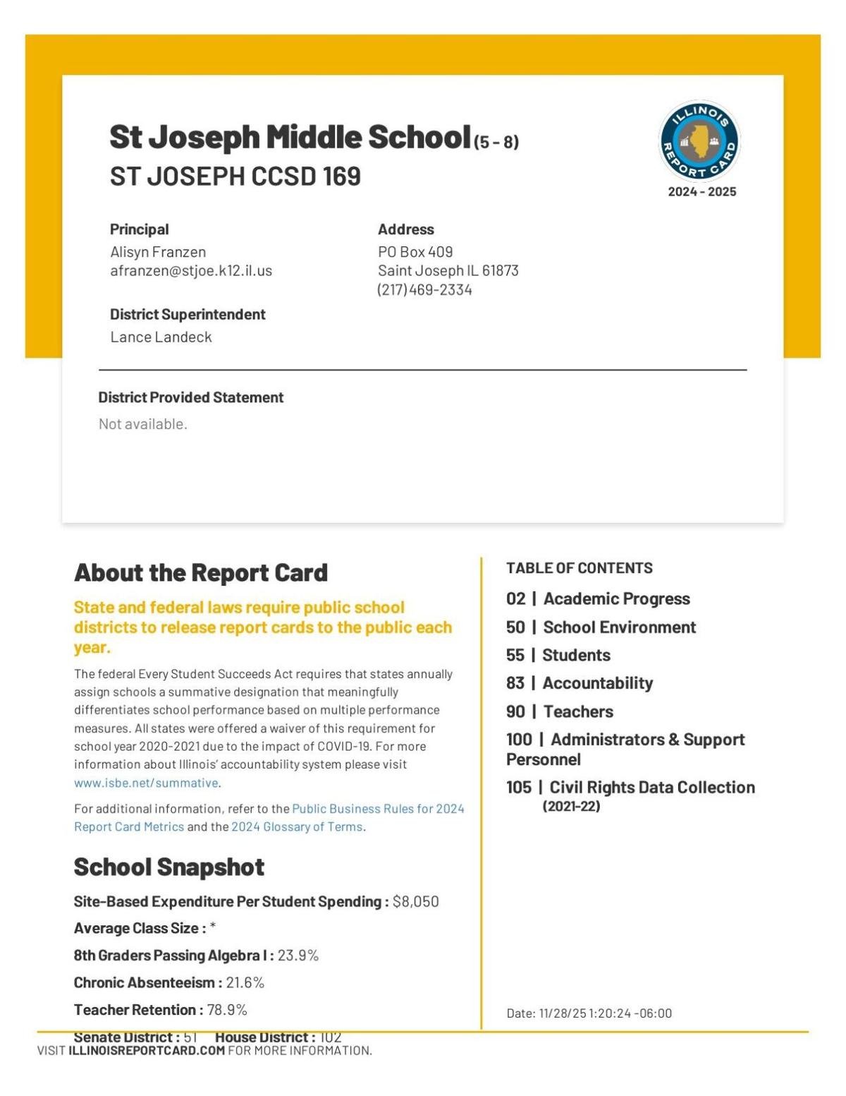 State report cards | The exemplary 11: St. Joseph Middle School | News ...