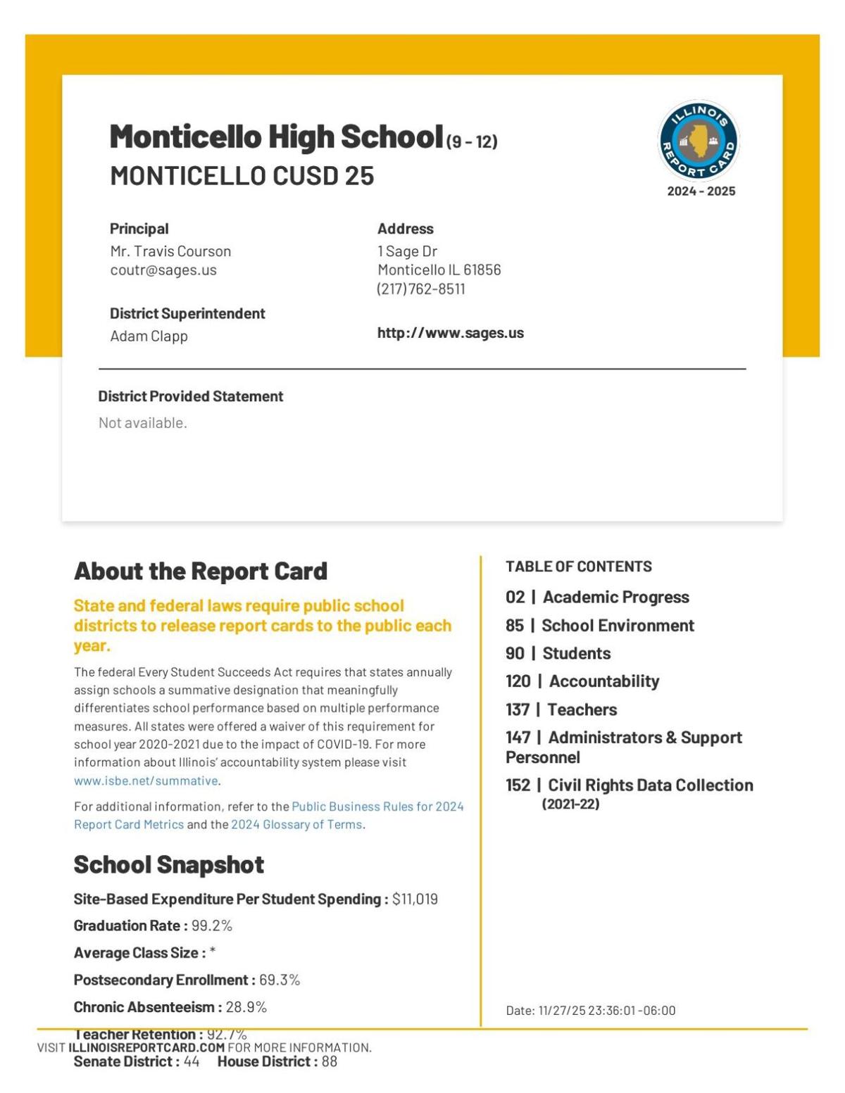 State report cards | The exemplary 11: Monticello High School | News ...