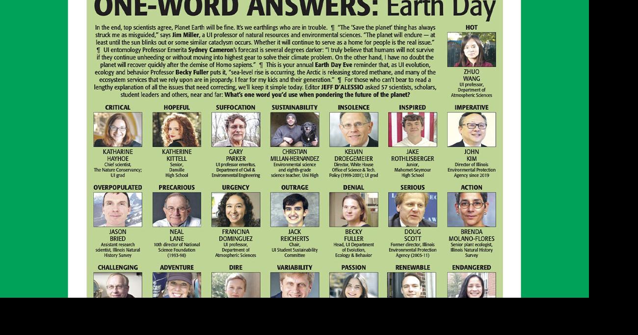 Earth Day weekend | What’s one word you’d use when pondering the future ...