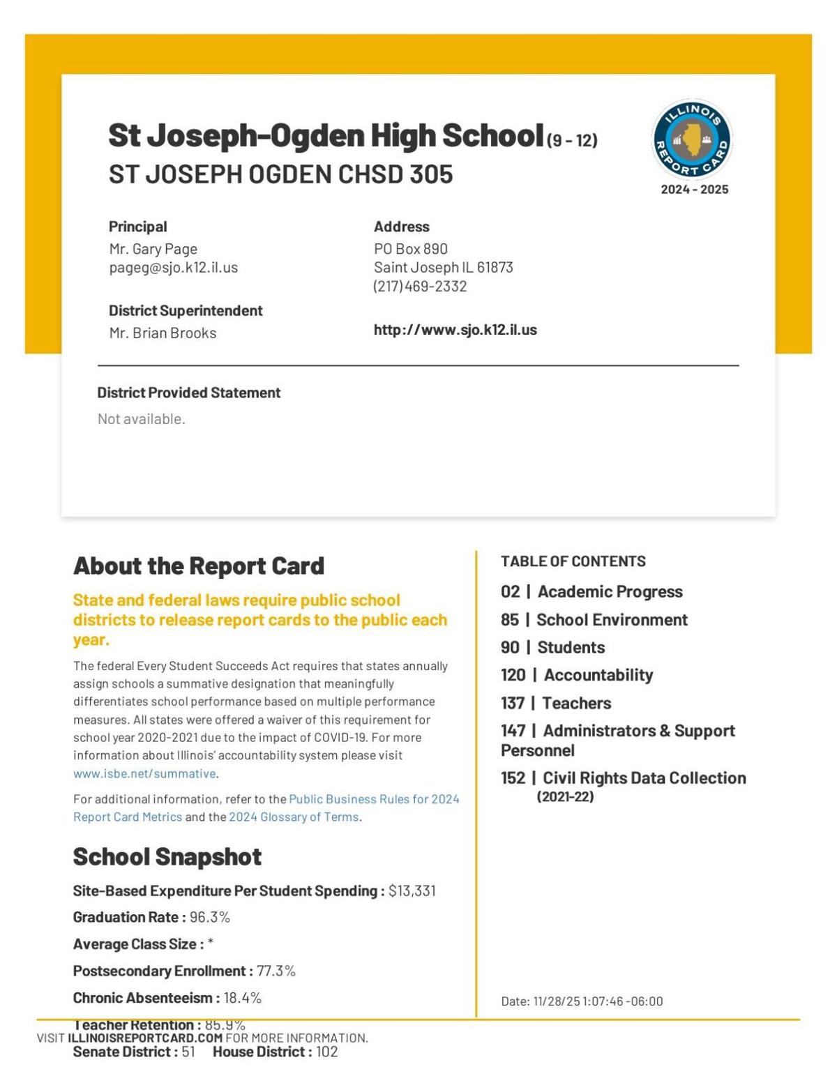 State report cards | The exemplary 11: St. Joseph-Ogden High School ...