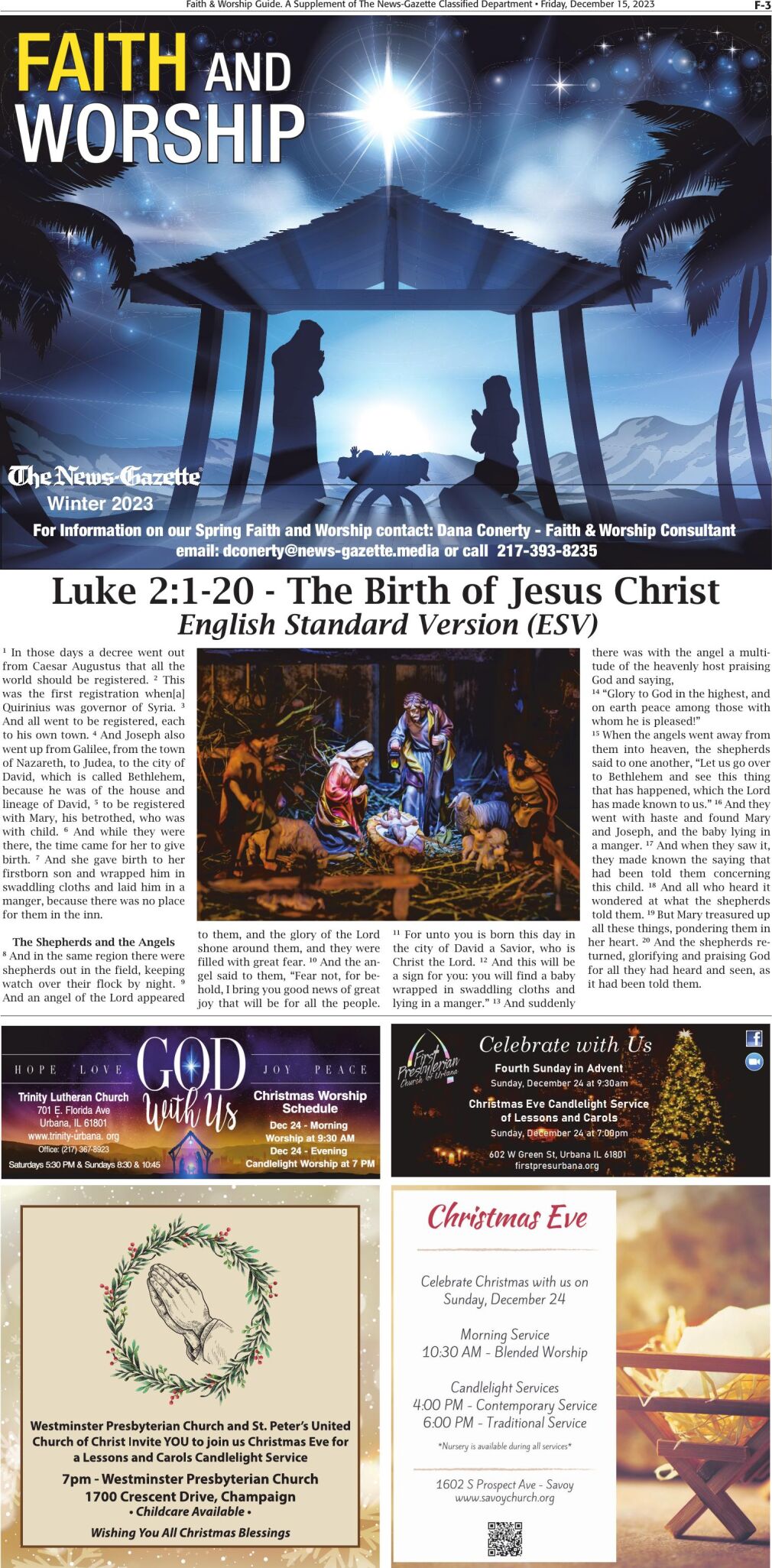 Winter Faith and Worship December 15, 2023 | Special Sections | news ...