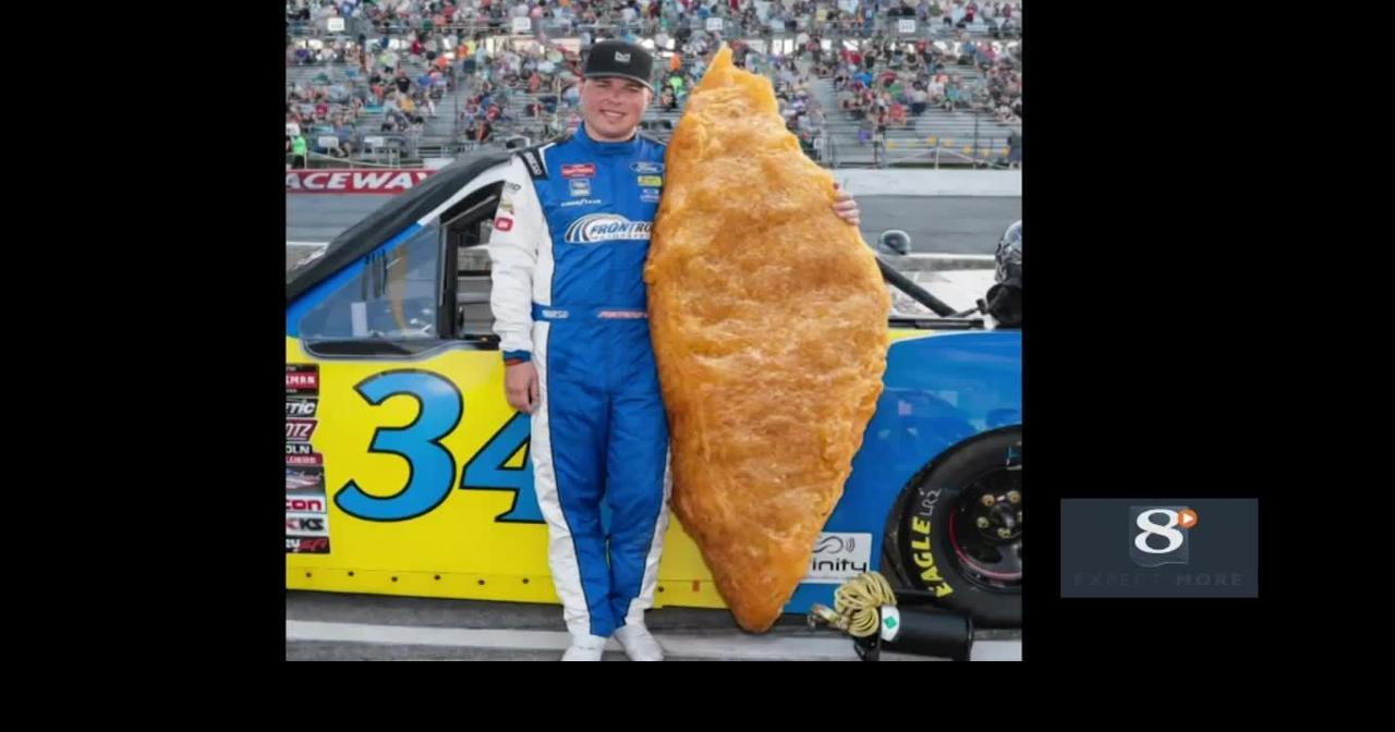 NASCAR winner celebrates by posing with giant deep-fried fish | News ...