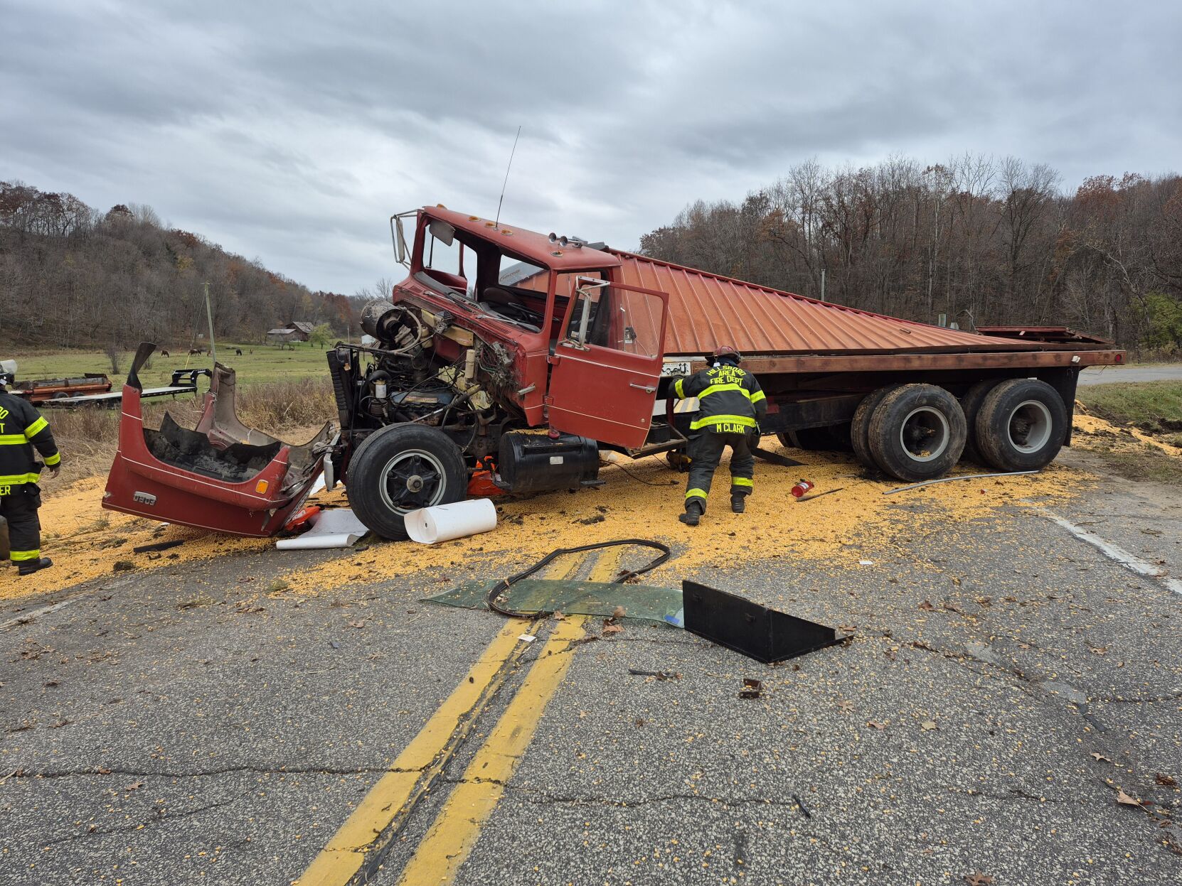 Hillsboro man airlifted after truck crash spills corn across Highway 82 ...