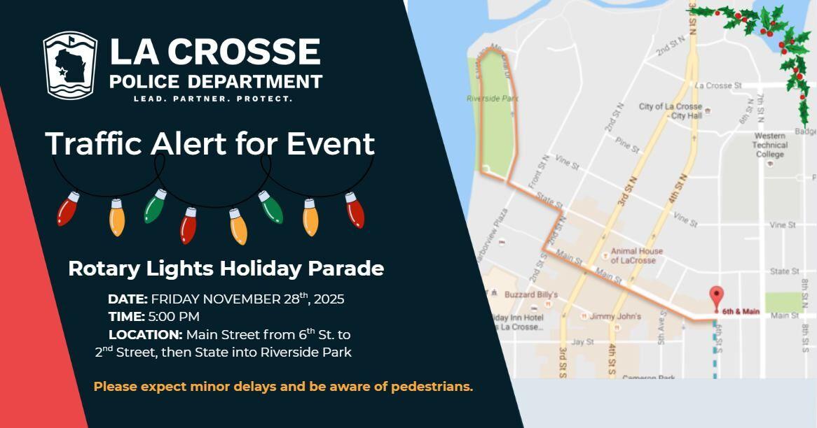 Police issue traffic reminder for Rotary Lights parade in La Crosse ...