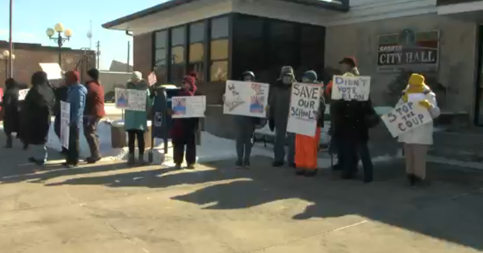 Protesters gather in Sparta against President Trump's federal funding ...