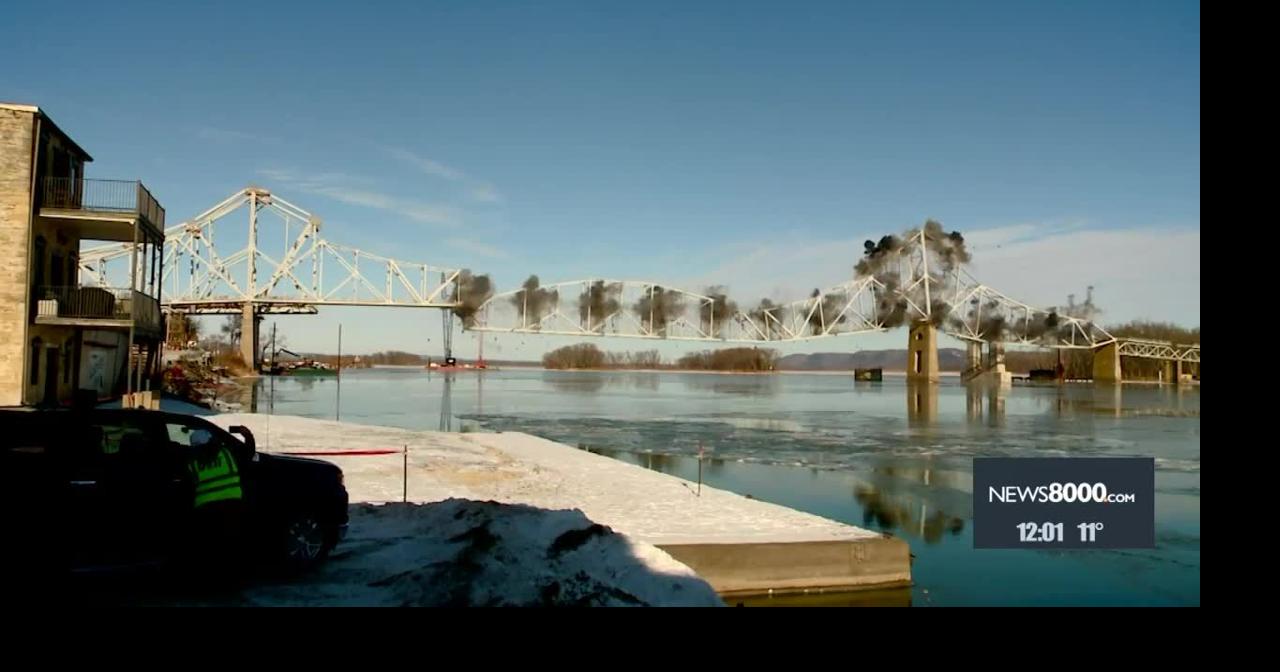 Following two-hour delay, Black Hawk bridge demolished Friday | News ...
