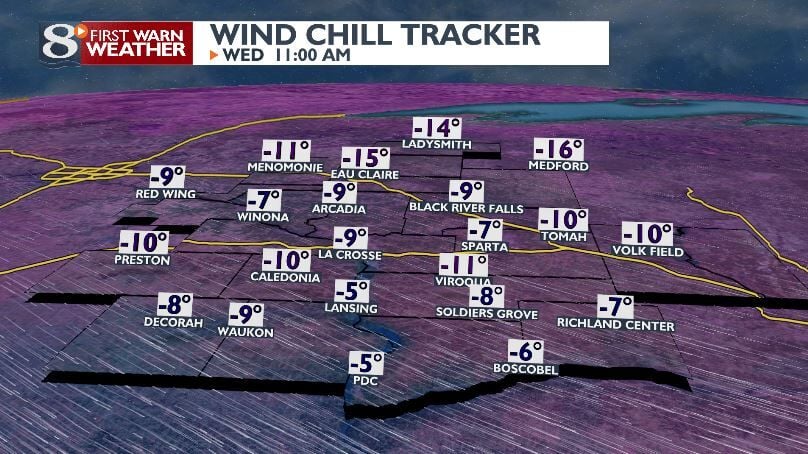 Morning wind chills to -20F, breezy and gusty, as the deep freeze ...