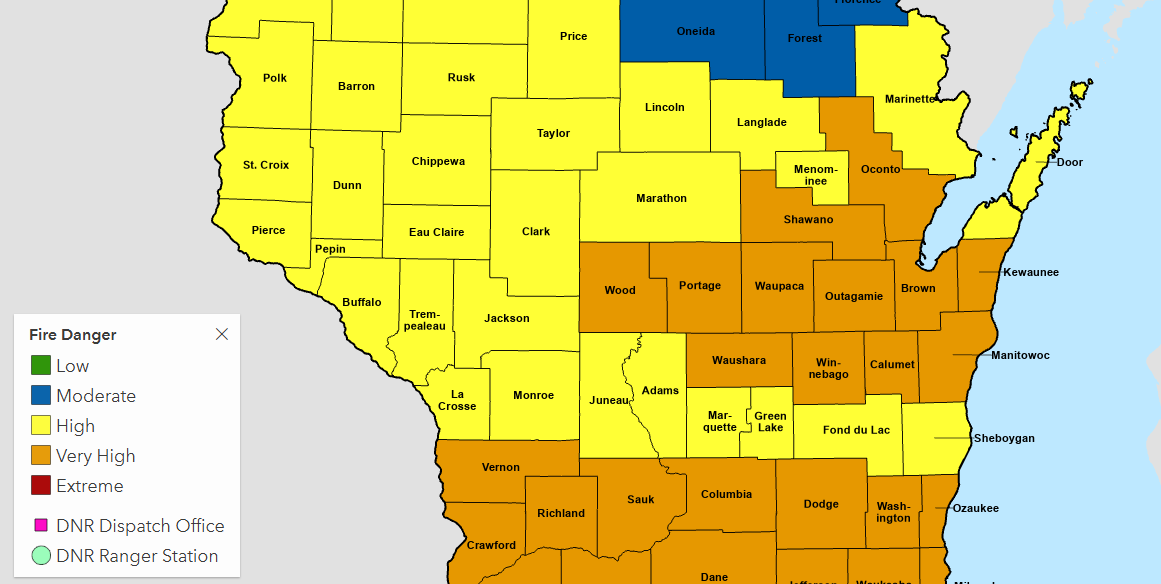 Fire danger high across Wisconsin, burning bans triggered | Local News ...