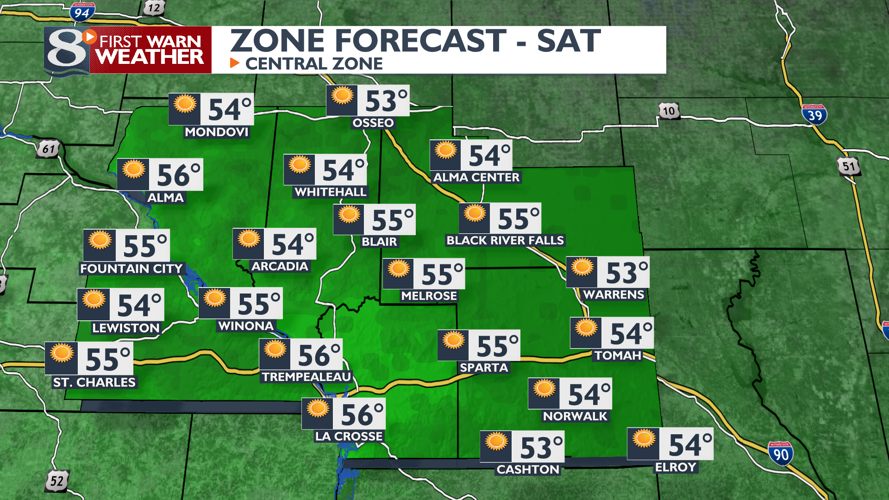 Seasonably mild weekend with rain chances returning on Monday ...