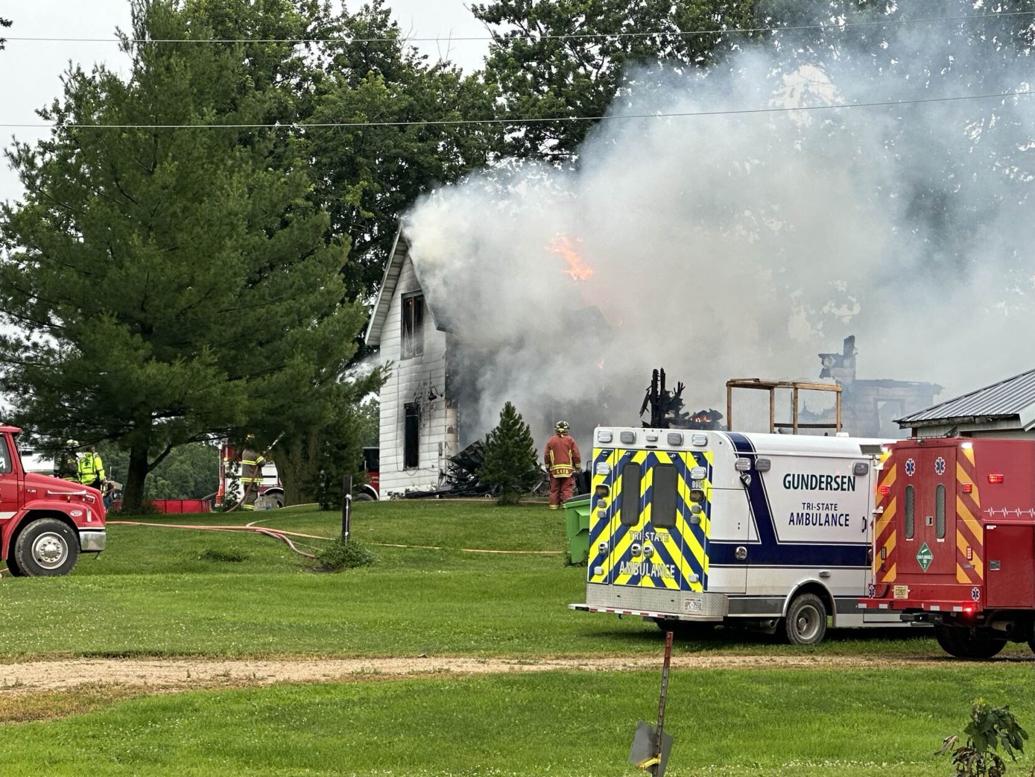 Crews battle fully engulfed house fire in rural De Soto | Local News ...