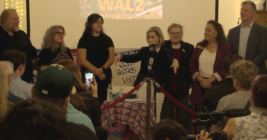 Minnesota First Lady Gwen Walz speaks at La Crosse debate watch party ...