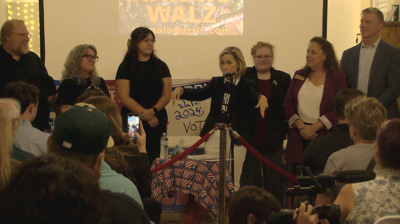 Minnesota First Lady Gwen Walz speaks at La Crosse debate watch party ...