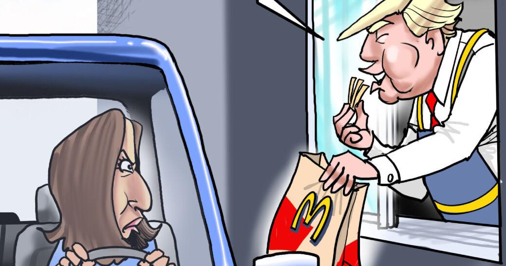5 political cartoons drive through Donald Trump's shift at McDonald's