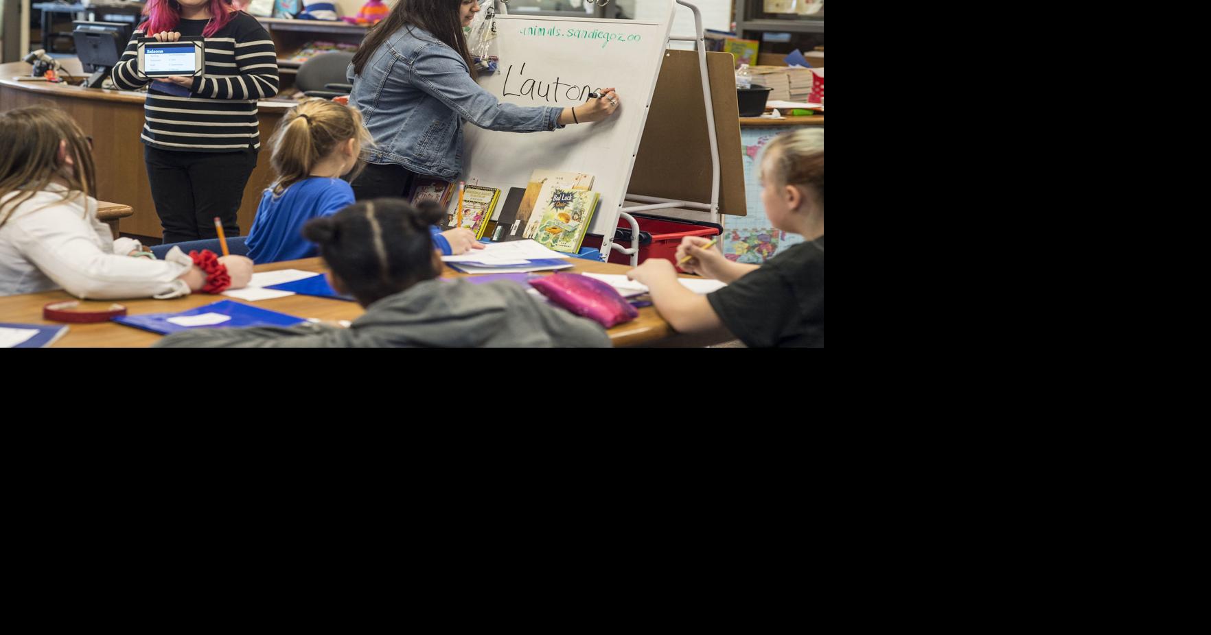 Rustburg High School students teach fourth- and fifth-graders French