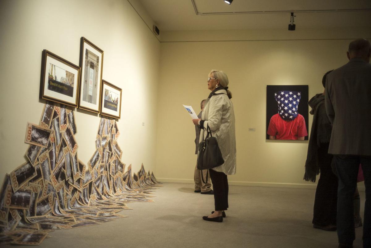 Conceptual artist Hans Haacke exhibiting his work at the Maier