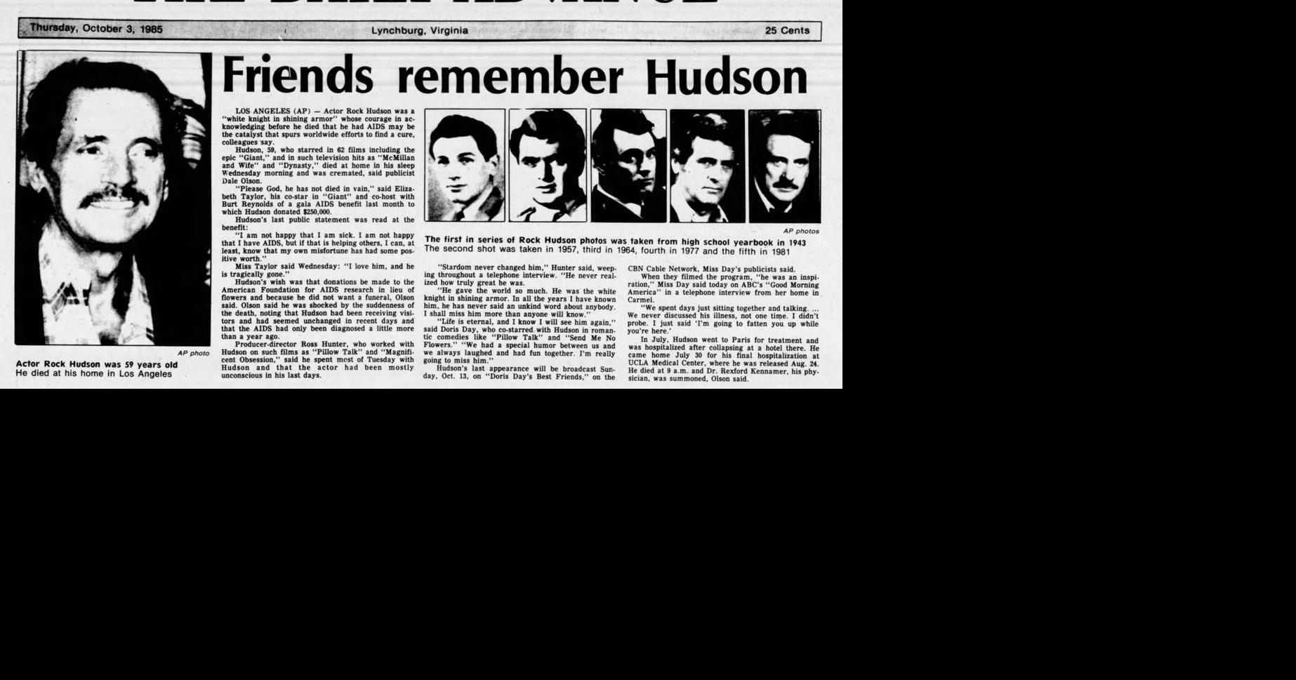 The News & Advance front pages: Rock Hudson dies of AIDS