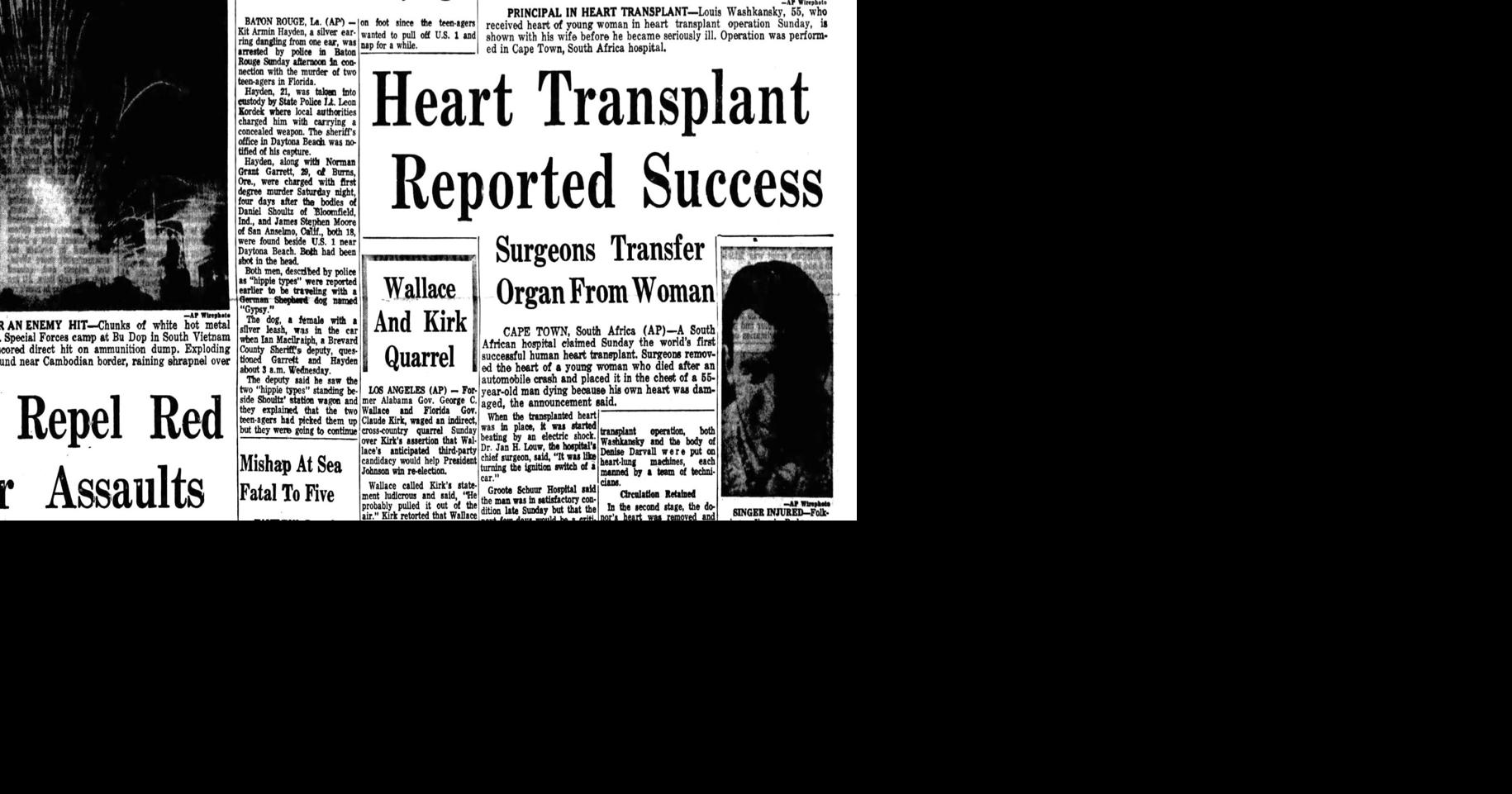 The News & Advance front pages: First human heart transplant