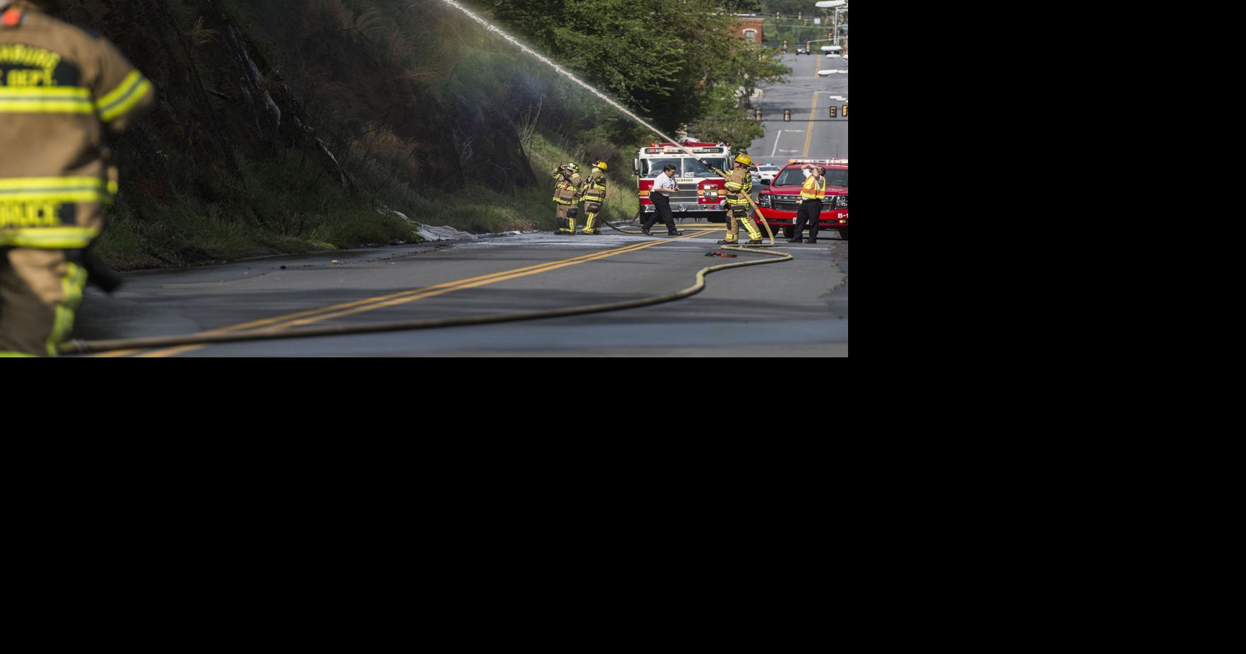 Brush fire briefly shuts down part of 12th Street in downtown Lynchburg