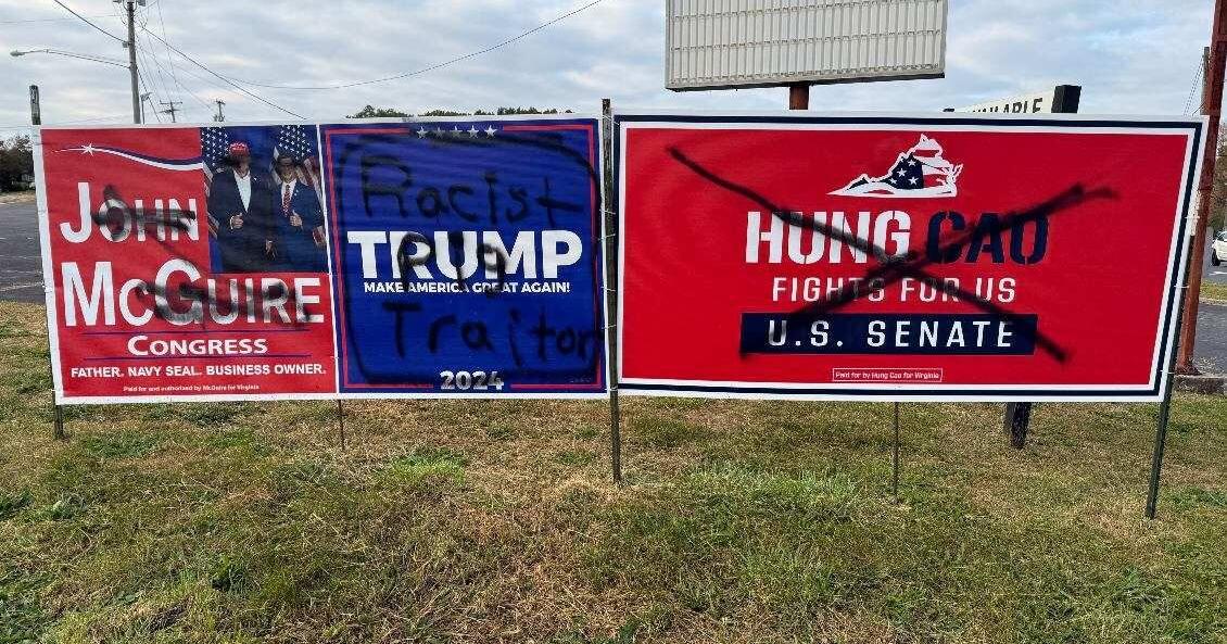 Trump, other GOP campaign signs vandalized in Lynchburg