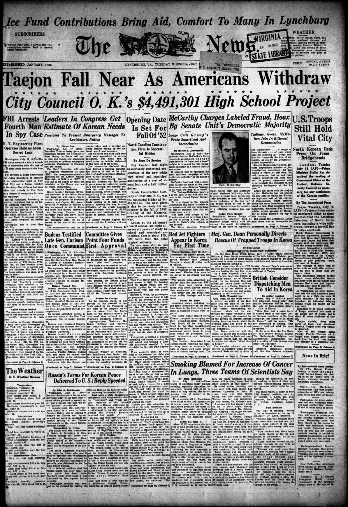 The News & Advance front pages: Rosenbergs executed