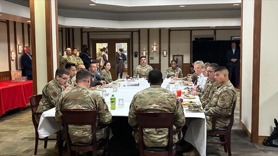 Gov. Josh Stein, Anna Stein visit SJAFB for Friendsgiving | Local News ...