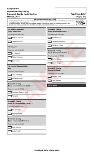 Republican sample ballot for March 5 Primary Election | News ...