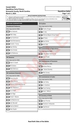 Republican sample ballot for March 5 Primary Election | News ...