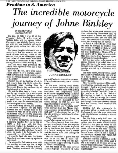 The incredible motorcycle journey of John Binkley, 50 years later ...