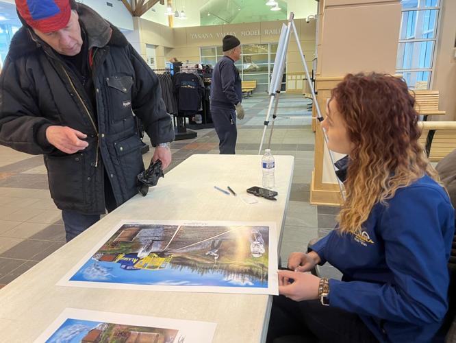 Train conductor/artist Riana Sather signs historic AKRR print | Kris ...