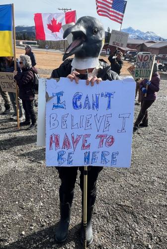 Colorful flags, penguins and protest signs fill Healy in 'Hands Off ...