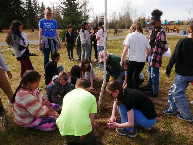 Arbor Day Committee, Denali Elementary plant trees in Growden Park ...