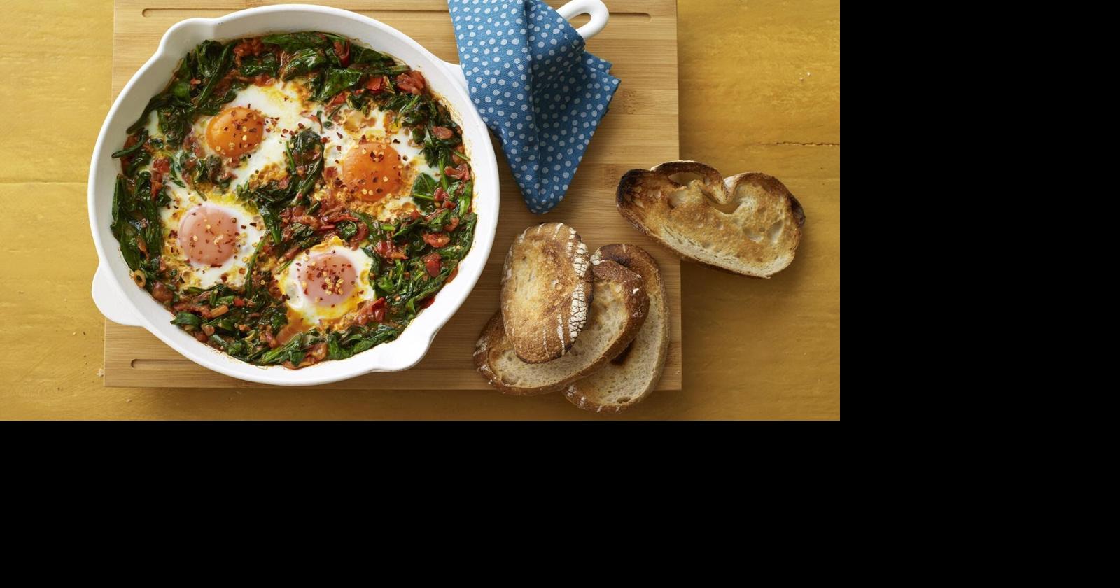 Olé, olé, olé! Spanish eggs in tomato sauce with spinach | Food ...