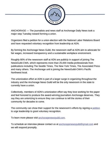 Anchorage Daily News journalists seek to unionize | Alaska News ...