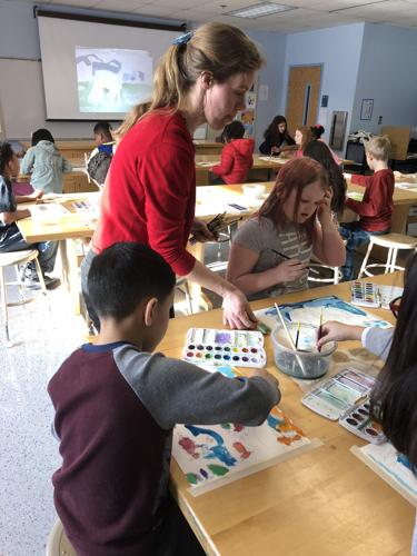 Artist in residence teaches children about color theory and painting ...