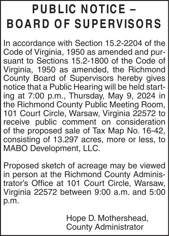 PUBLIC NOTICE – | Public Notices | newsontheneck.com