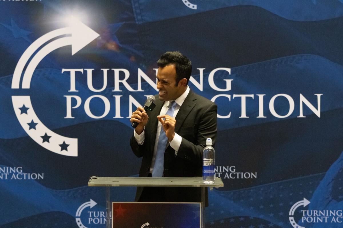 Vivek Ramaswamy speaks at Turning Point USA ‘American Victory’ rally at ...