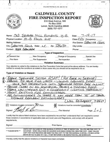 Shuford building failed fire inspection | Local News | newstopicnews.com