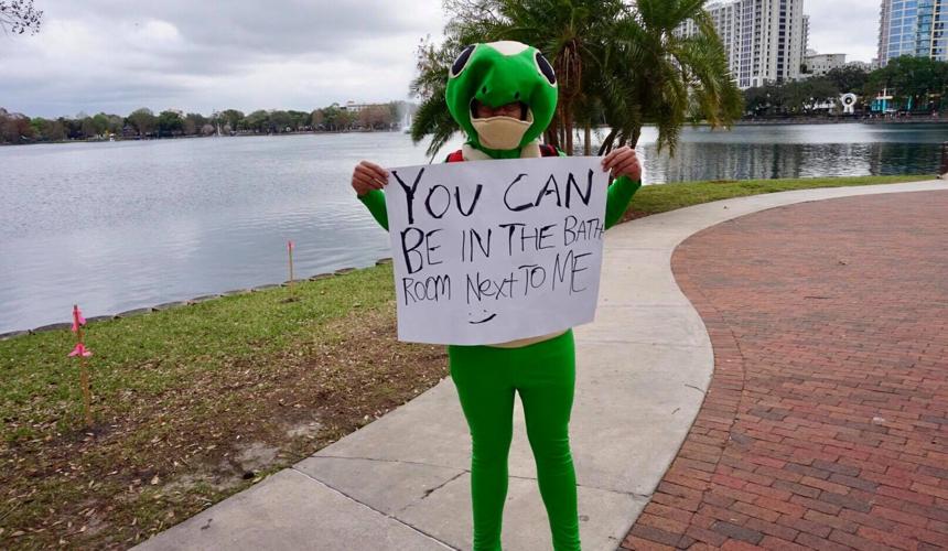 A small group of LGBTQ protesters against Trump's recent rescind of ...