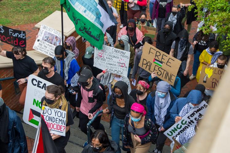 Gaza solidarity encampment holds rally on day 11 of their protest at ...